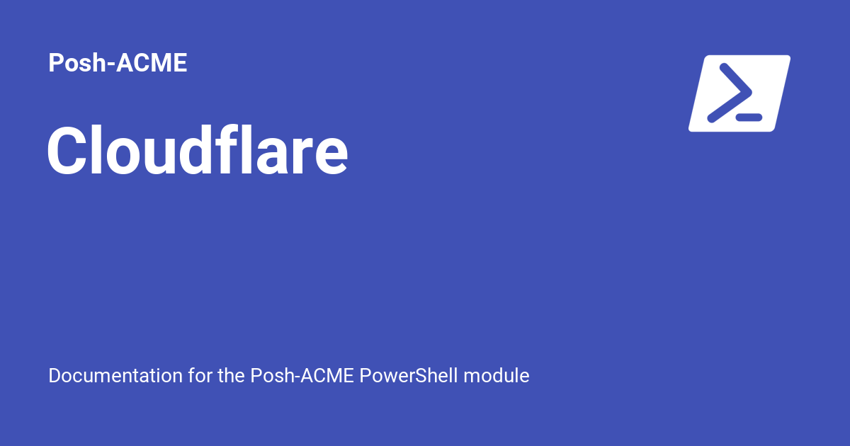 Cloudflare - Posh-ACME