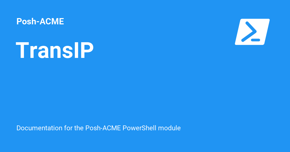 TransIP - Posh-ACME